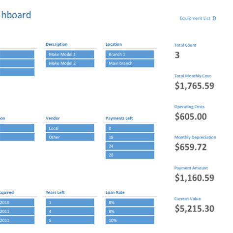 Equipment List Excel Business Insights Group AG