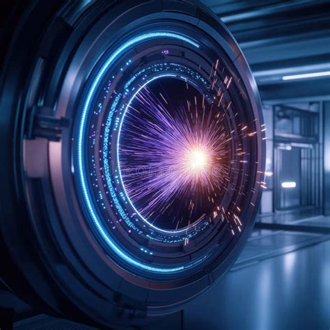 Futuristic Particle Accelerator Displays Intense Collisions High Energy Physics Theme With