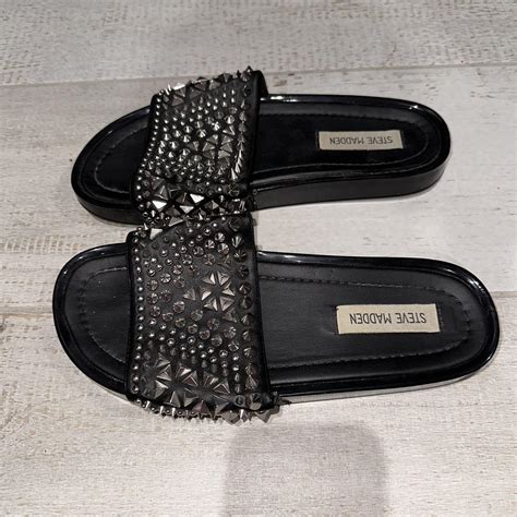 Steve Madden Spiked Slides Worn Once Size Is 40 On Shoe Depop