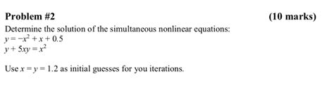 Solved Problem 2 Determine The Solution Of The Simultaneous