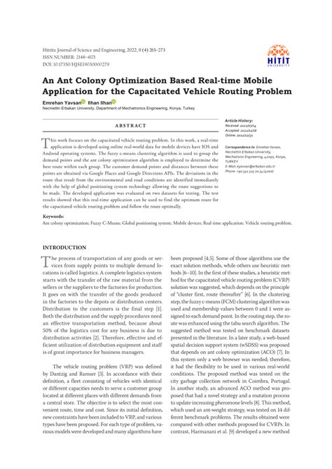 Pdf An Ant Colony Optimization Based Real Time Mobile Application For