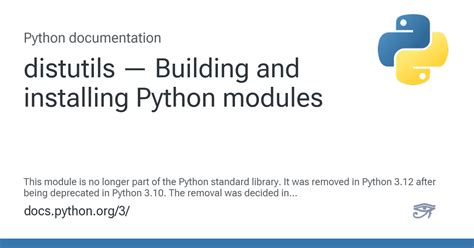Distutils — Building And Installing Python Modules — Python 3140 Documentation
