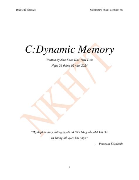 dynamic memory c dynamic memory written by nha khoa hoc that tinh