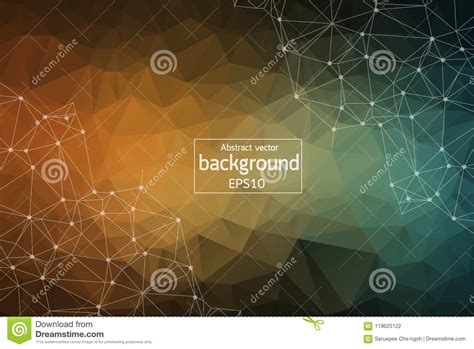Abstract Vintage Polygonal Space Background With Connecting Dots And Lines Geometric Polygonal