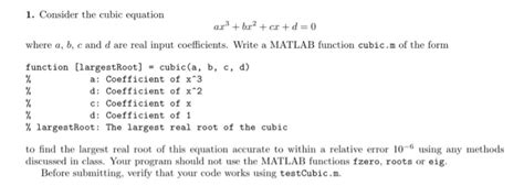 Solved Consider The Cubic Equation Ax3 Bx2 Cx D 0