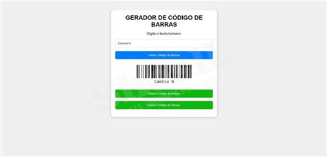 Gerador de Código de Barras Feito em Html CSS e JavaScript Script