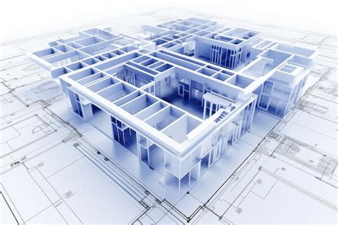 Modern Architecture Blueprint Design In 3d Premium Ai Generated Image