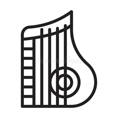 Zither Icon Linear Logo Mark In Black And White Stock Illustration