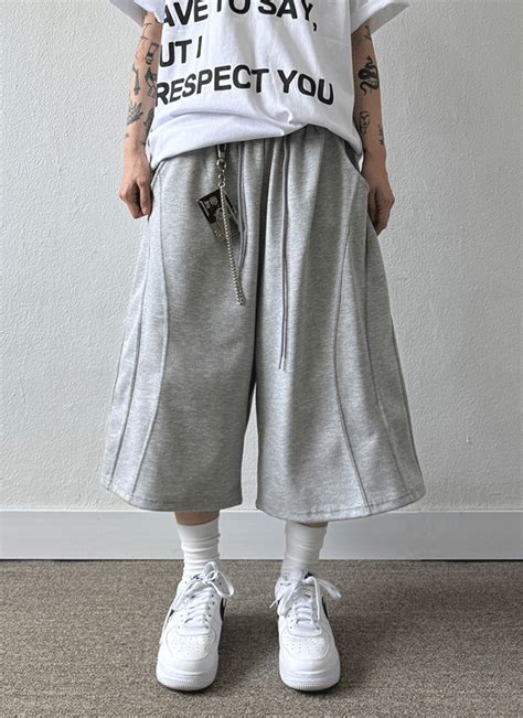 [unisex] 커브 절개 버뮤다 스웻 팬츠 에이블리