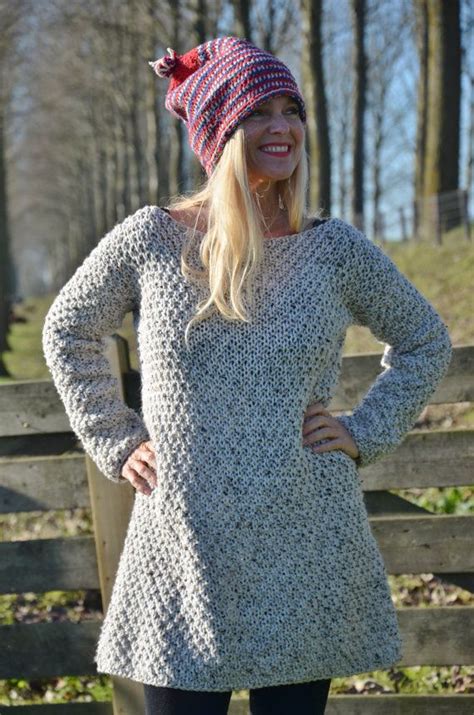 Wood And Wool Pattern Knitted Sweater Dress English Version Knit Dress