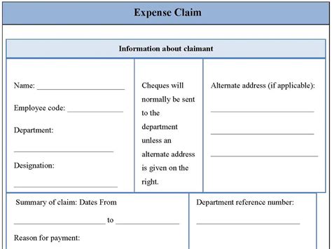 Expense Claim Form Editable PDF Forms