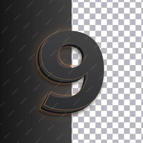 Premium Vector Customizable Dark Number 9 Icon Featuring Golden Glow