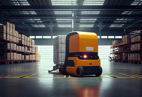 premium ai image sorting robot in logistics center generative ai