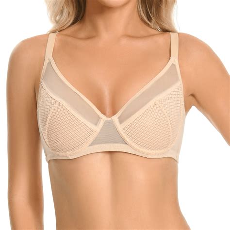 Yandw Minimizer Sheer Mesh Bras For Women Underwire Plunge Lifting Plus
