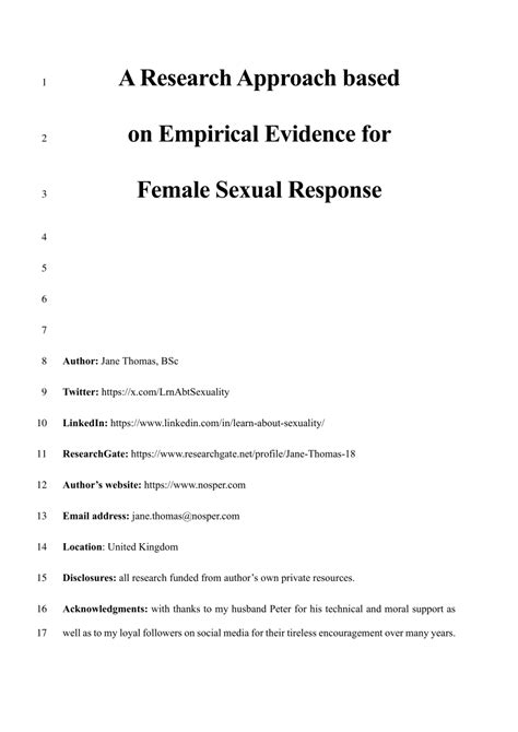 Pdf A Research Approach Based On Empirical Evidence For Female Sexual