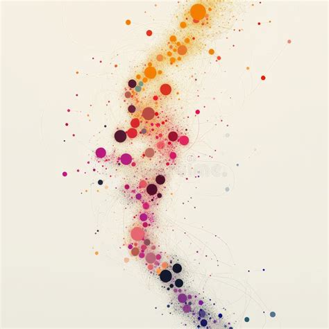 Abstract Data Flow Visualization With Colorful Dots And Organic Lines On A Light Background