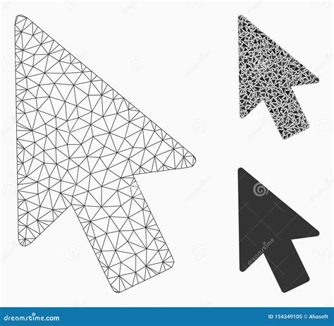 Mouse Pointer Vector Mesh Wire Frame Model And Triangle Mosaic Icon Stock Vector Illustration