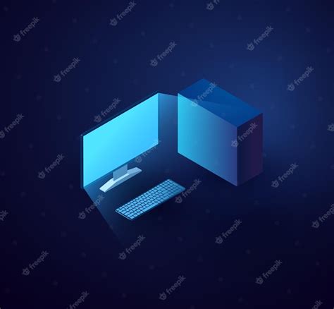 Premium Vector Computer Isometric Cloud Network Blue D Cloud Technology