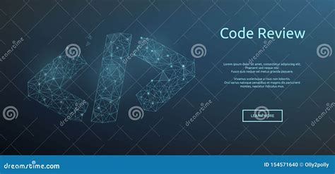 Code Symbol In Polygonal Wireframe Style Concept Of Code Review Vector Illustration Stock