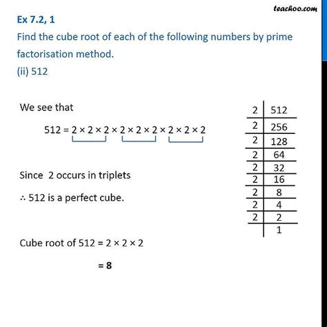 Ex 6 2 1 Find Cube Root Of 512 By Prime Factorisation Teachoo