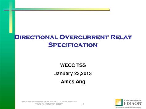 Ppt Directional Overcurrent Relay Specification Powerpoint