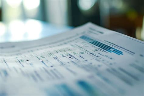 A Close Up Of A Document Featuring Data Tables And Graphs Stock Illustration Illustration Of