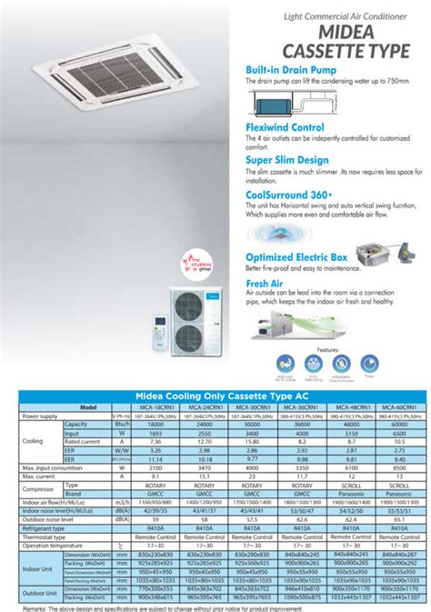 Mca 18crn Midea Brand Split Cassette 15 Ton Ac Starway Air