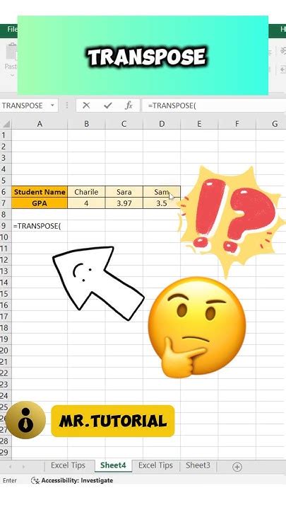 fixing transpose function errors in excel excel shorts subscribe reels tips youtubeshorts