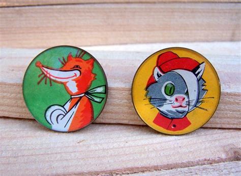 Fox Alisa And Cat Basilio 2 Vintage Soviet Pins Badges Etsy