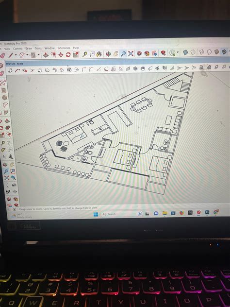 I Imported This Angled Plan From Autocad But I Have Problem In Making Walls From Rectangle