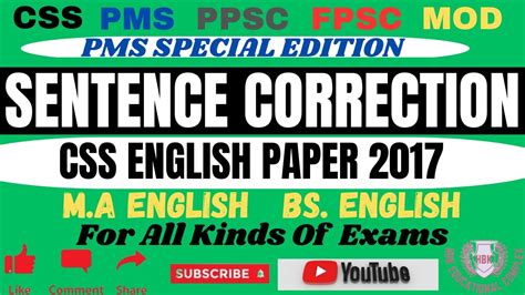 Sentence Correction Css English Paper 2017 English For Css And