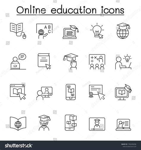 가상 선 스타일로 설정된 온라인 교육 스톡 벡터로열티 프리 1760396996 Shutterstock