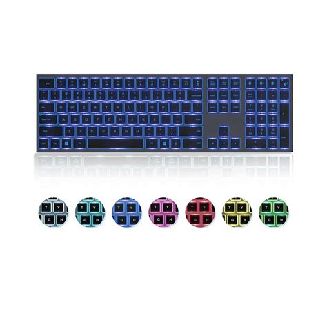 Seenda Bluetooth Wireless Keyboard Backlit 7 Color Rechargeable Keyboard Illuminated Multi