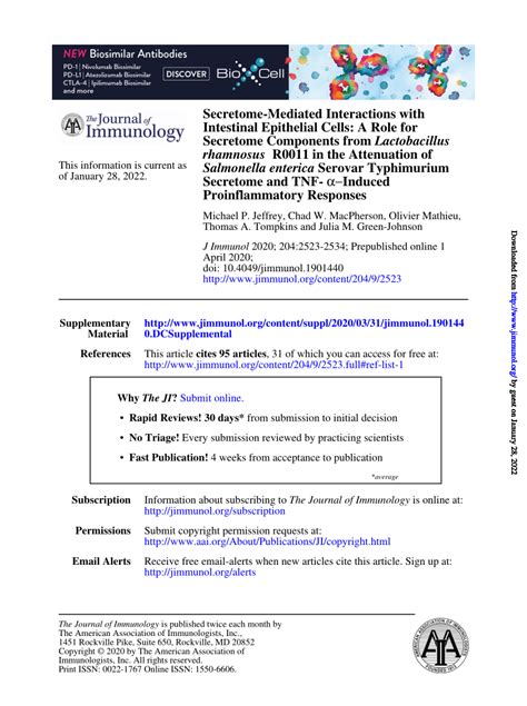 Pdf Secretome Mediated Interactions With Intestinal Epithelial Cells A Role For Secretome