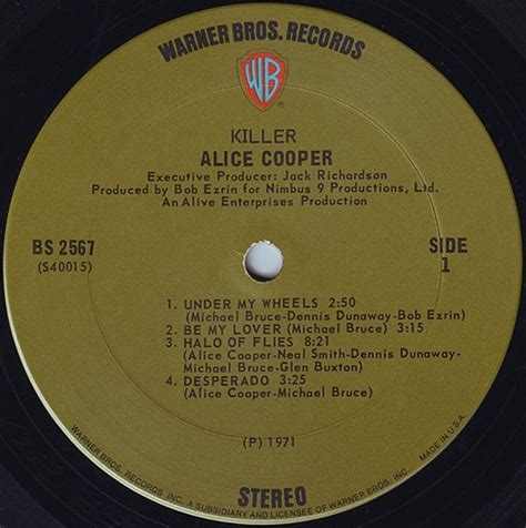 Alice Cooper Killer Warner Bros Records Warner Bros Records Bs