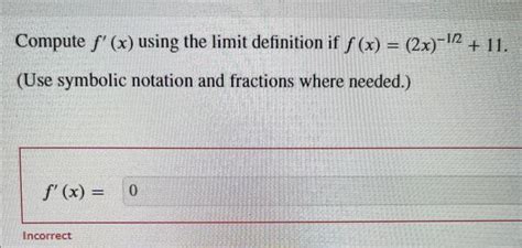 Solved Compute F′x Using The Limit Definition If