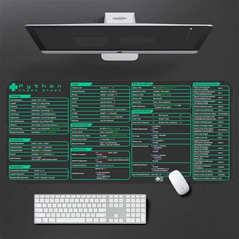 Python Cheat Sheet Desk Mat For Software Engineers Hackers And Programmers Quick Key Large