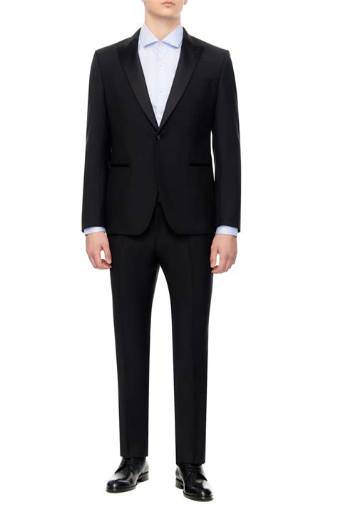 BOSS мужской смокинг из шерсти и мохера черный цвет, размер , цена 3659 ...