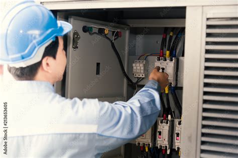 Control Room Engineer Power Plant Control Panel Engineer Standing In Front Of The Control