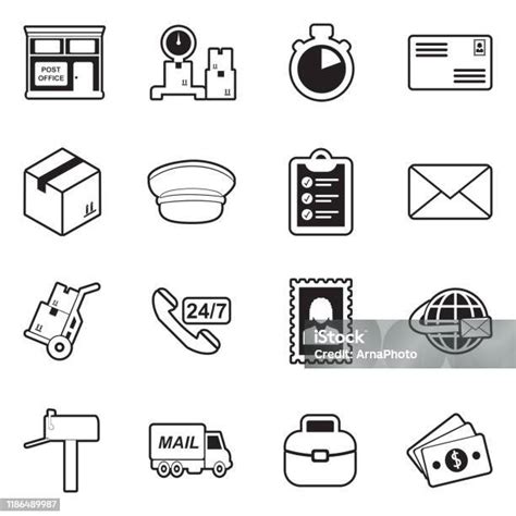 우체국 아이콘입니다 채우기 설계로 선 벡터 일러스트레이션 24 시간 영업 표시에 대한 스톡 벡터 아트 및 기타 이미지 24 시간 영업 표시 가방 검은색 Istock