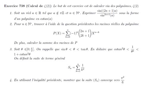 Exercice Corrigé Somme Des Inverses Des Carrés Progresser En Maths