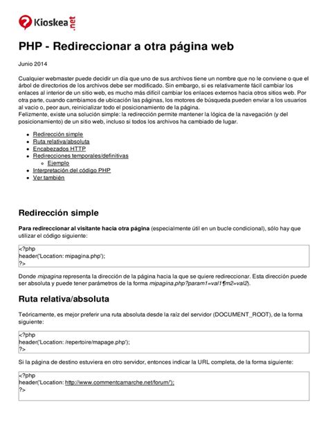 Php Redireccionar A Otra Pagina Web 537 K5gbpj Pdf Servidor Web