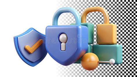 Multiple Locks And Shields Cybersecurity Data Protection Layers Png