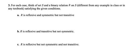 Solved For Each Case Think Of Set S And A Binary Chegg