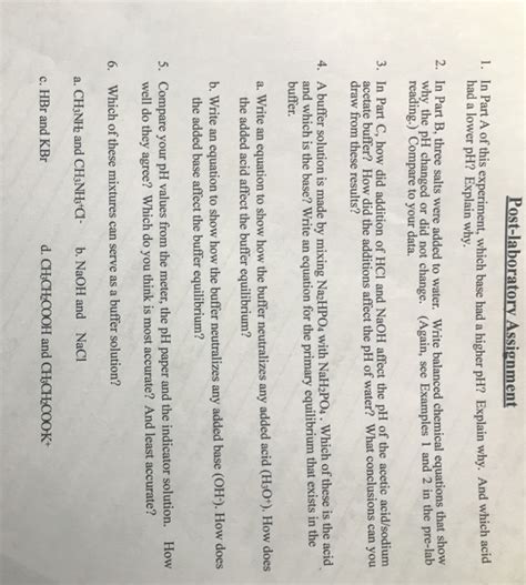 Acids Bases Buffers And PH Data Tables Part A PH Chegg Com