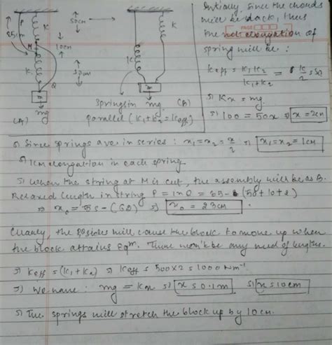 In Fig Two Identical Springs Each With A Relaxed Length Of Cm And A Spring Constant Of