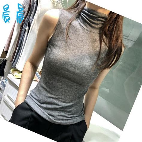 爆款純色女背心韓版新款高領修身顯瘦性感個性優雅背心 蝦皮購物