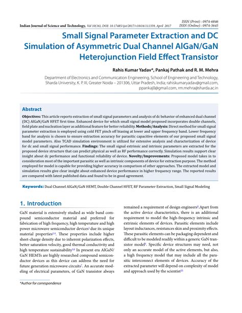 Pdf Small Signal Parameter Extraction And Dcsimulation Of Asymmetric