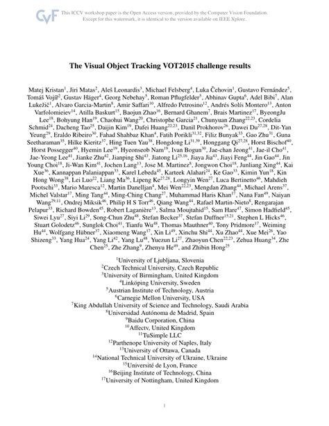 Pdf The Visual Object Tracking Vot2015 Challenge Results