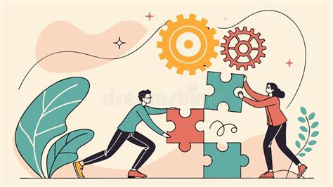 People Solving Jigsaw Puzzle Teamwork And Collaboration Business Solution Vector Design